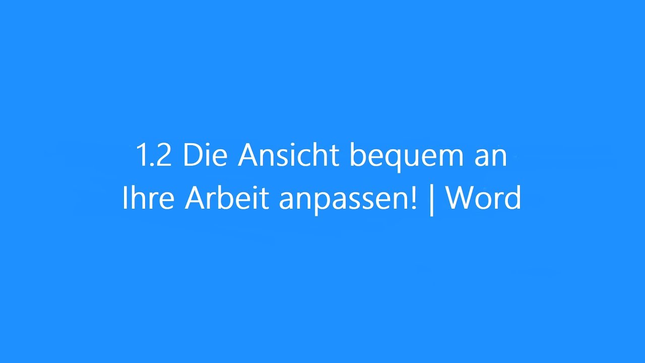 Die Ansicht bequem an Ihre Arbeit anpassen! 1.2 | Word | TYLEX ...