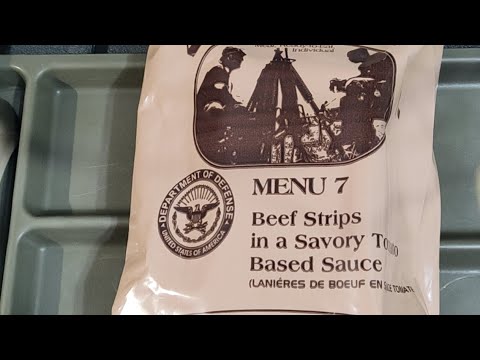 Live Ration Review -- 2022 US MRE Menu 7 Beef Strips In Savory Tomato ...