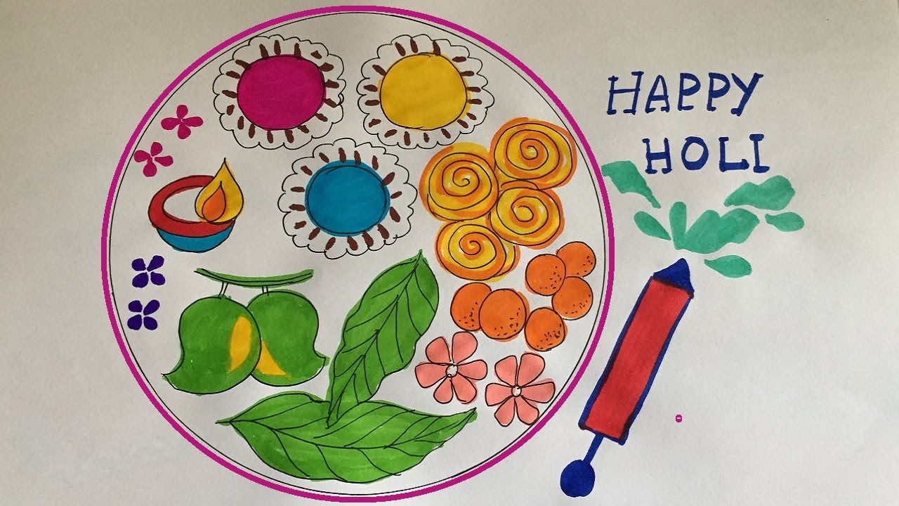 Holi drawing easy for kids | Happy Holi 2022 Doodle art ideas - YouTube