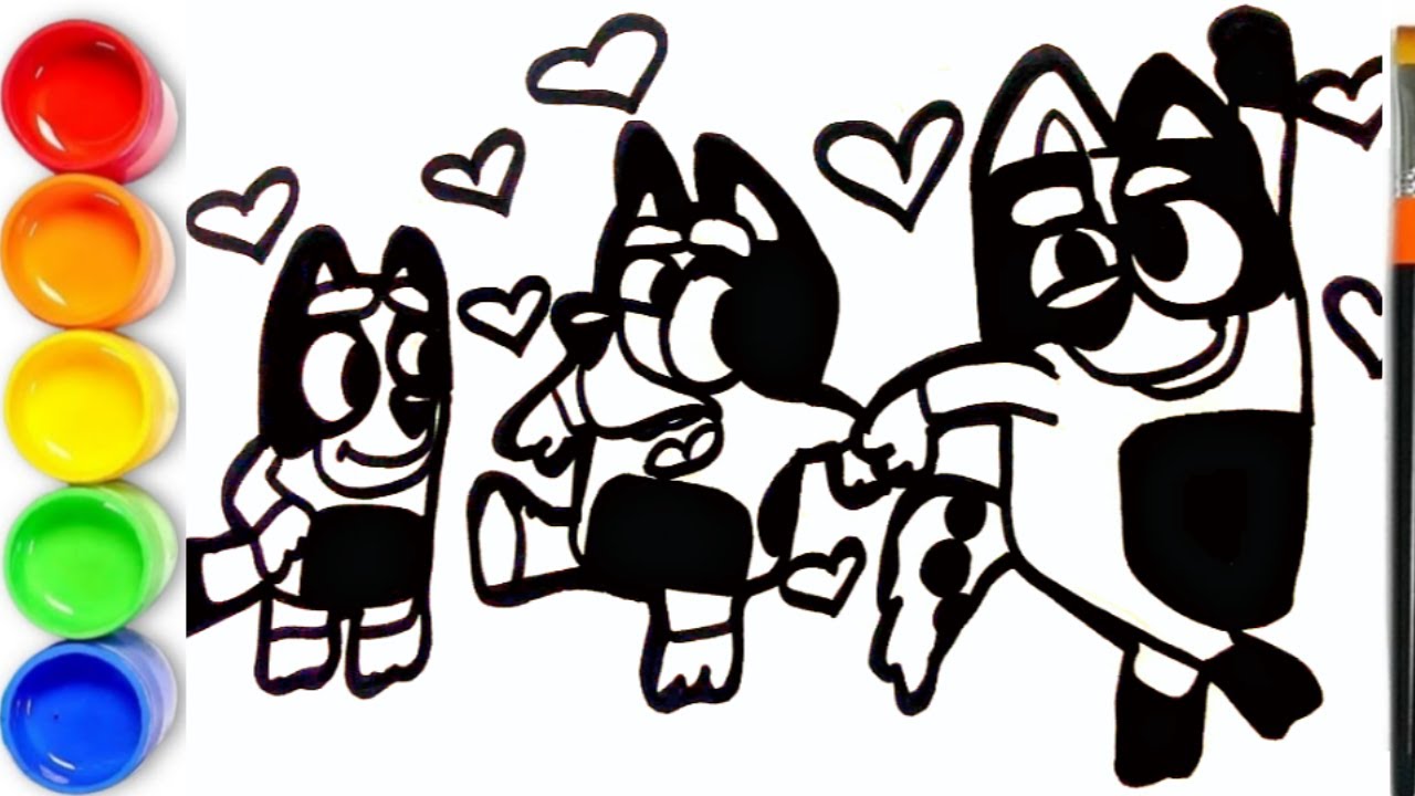 Drawing, Coloring, Painting Bluey Family Dancing For Kids - Bluey ...