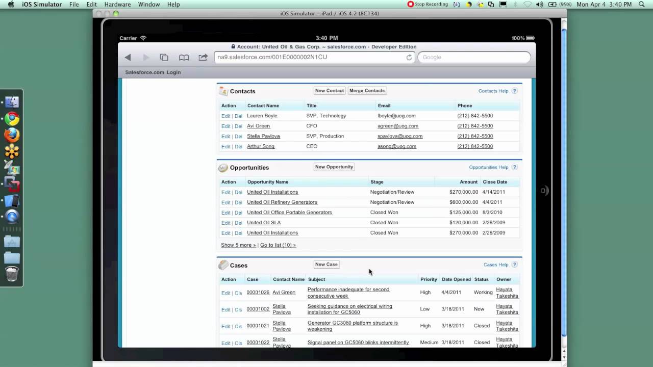 Salesforce.com on iPad Safari Browser Demo - YouTube