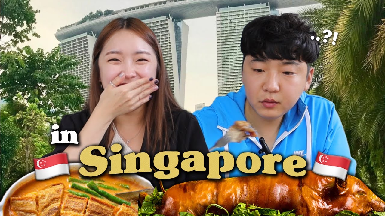 My Korean Brother Tries Filipino LECHON in Singapore! [Trip vlog🇸🇬 ...