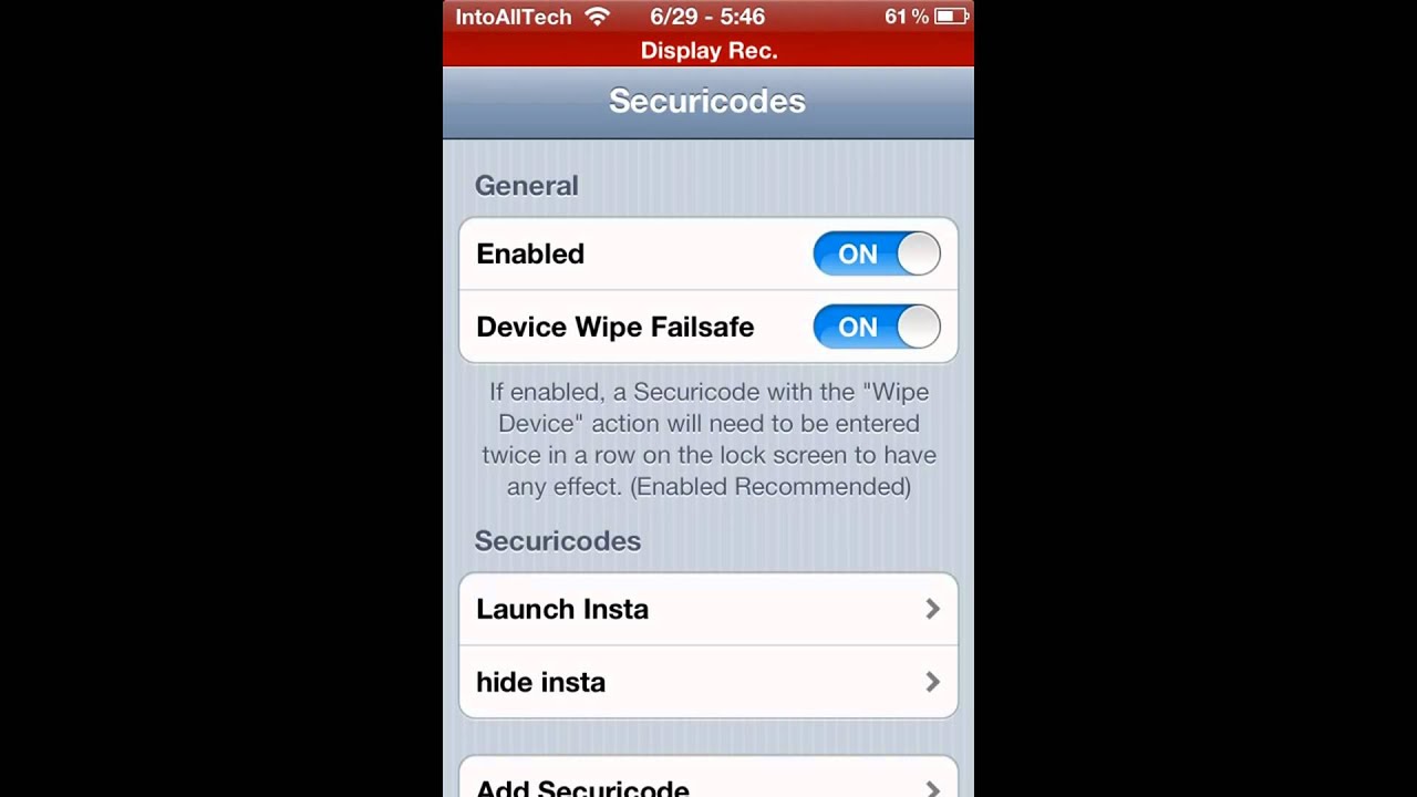 Securicodes - Cydia App Tweak Review - Secret Codes in Lockscreen - YouTube