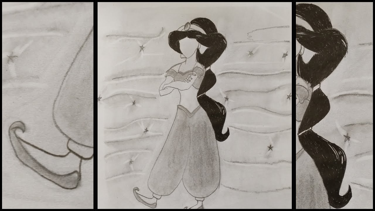How to draw a realistic jasmine from disney's aladdin| reallyartistic ...