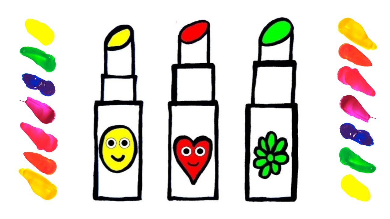 How To Draw a Fun Lipstick Drawing, Painting & Colouring for Kids ...