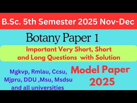 🔴Live|B.Sc 5th Semester Botany Paper-1 Model Paper|important questions ...
