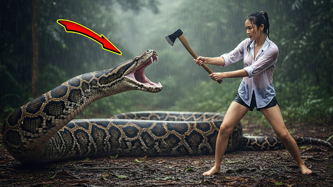 A Girl Surviving Alone in the Forest | Confronting the Deadly Python ...