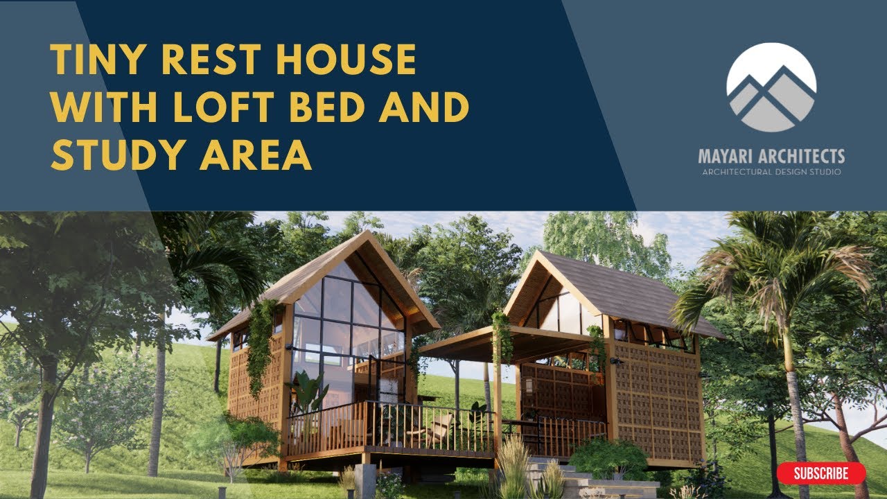 Tiny rest house with loft bed and study area - YouTube