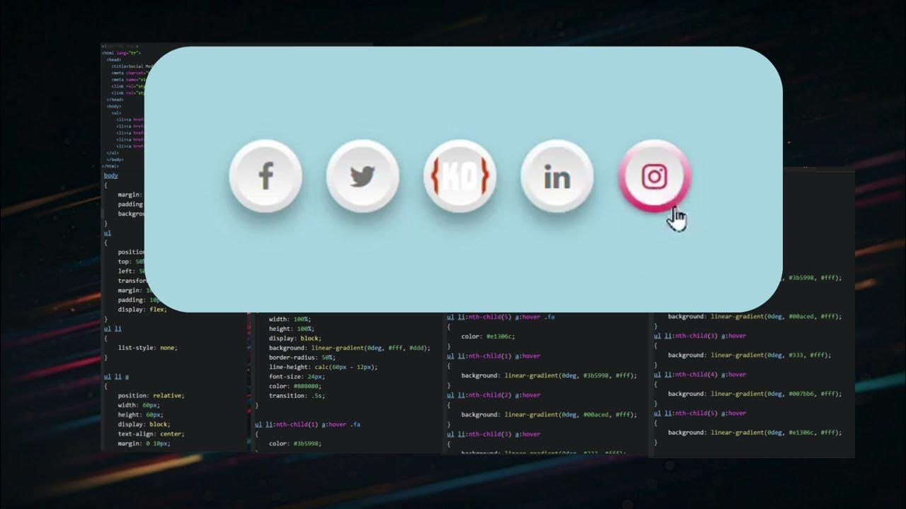 Html css Örnek projeler - sosyal medya butonları #htmlcssprojects - YouTube
