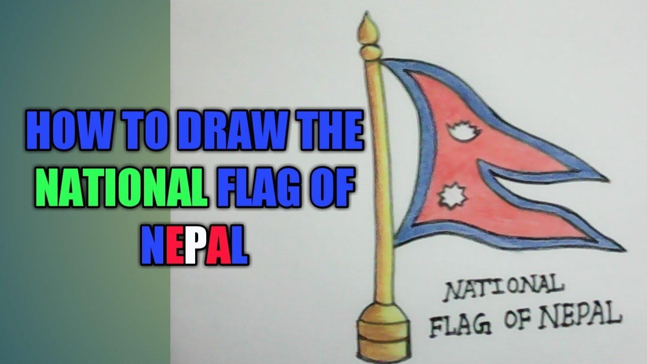 How to draw and colour the National flag of NEPAL ? Easy drawing. Step ...