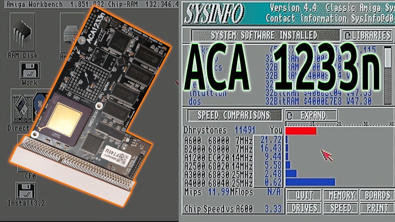ACA 1233n am Amiga1200 getestet - YouTube