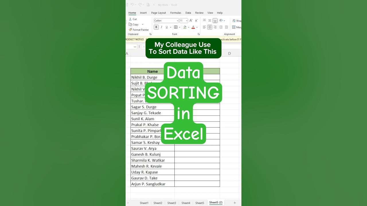 Sorting Data in Excel #Shorts - YouTube