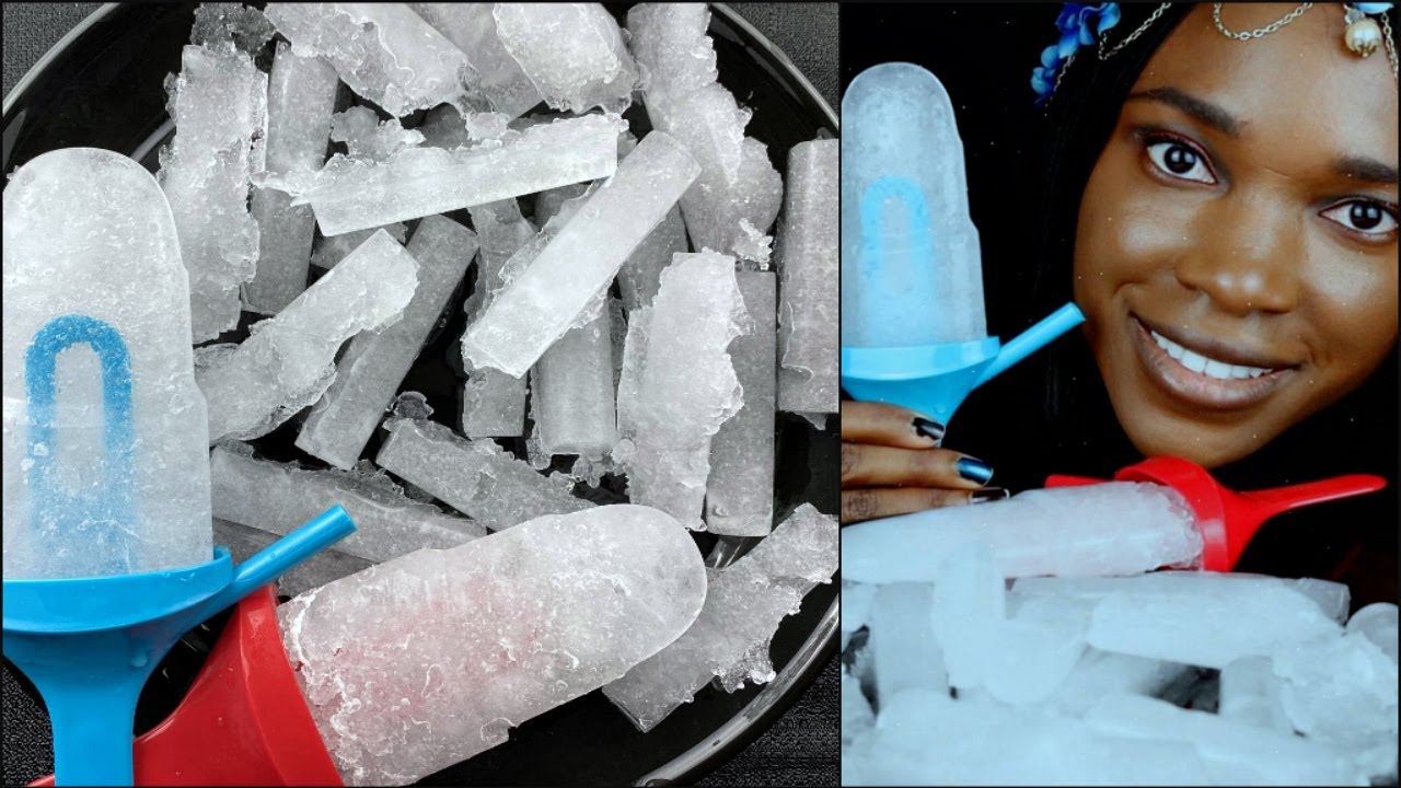 ASMR Slushy Ice Eating | Refrozen Slushy Ice Sticks & Ice Bar | Ice ...