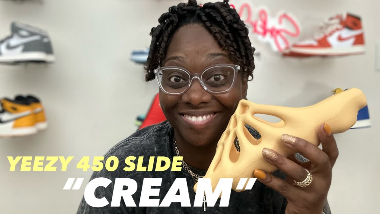 THESE ARE NICE!!! Yeezy 450 slide Cream *REVIEW + ON FEET* - YouTube