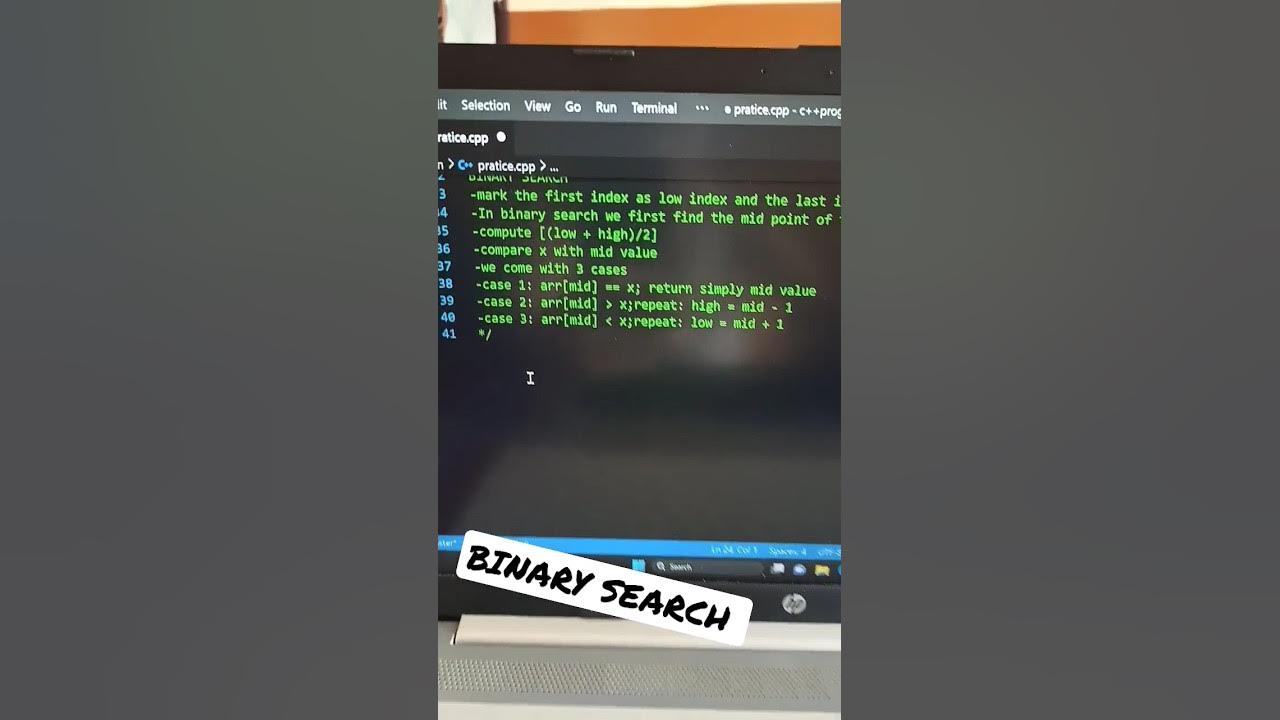 Binary search #dsa #array #programming #cpp #compitative - YouTube