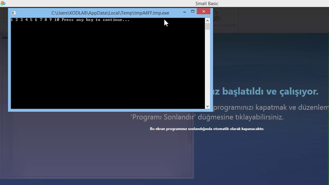 SMALL BASIC İLE KODLAMA 3.3 Etkinlik - YouTube