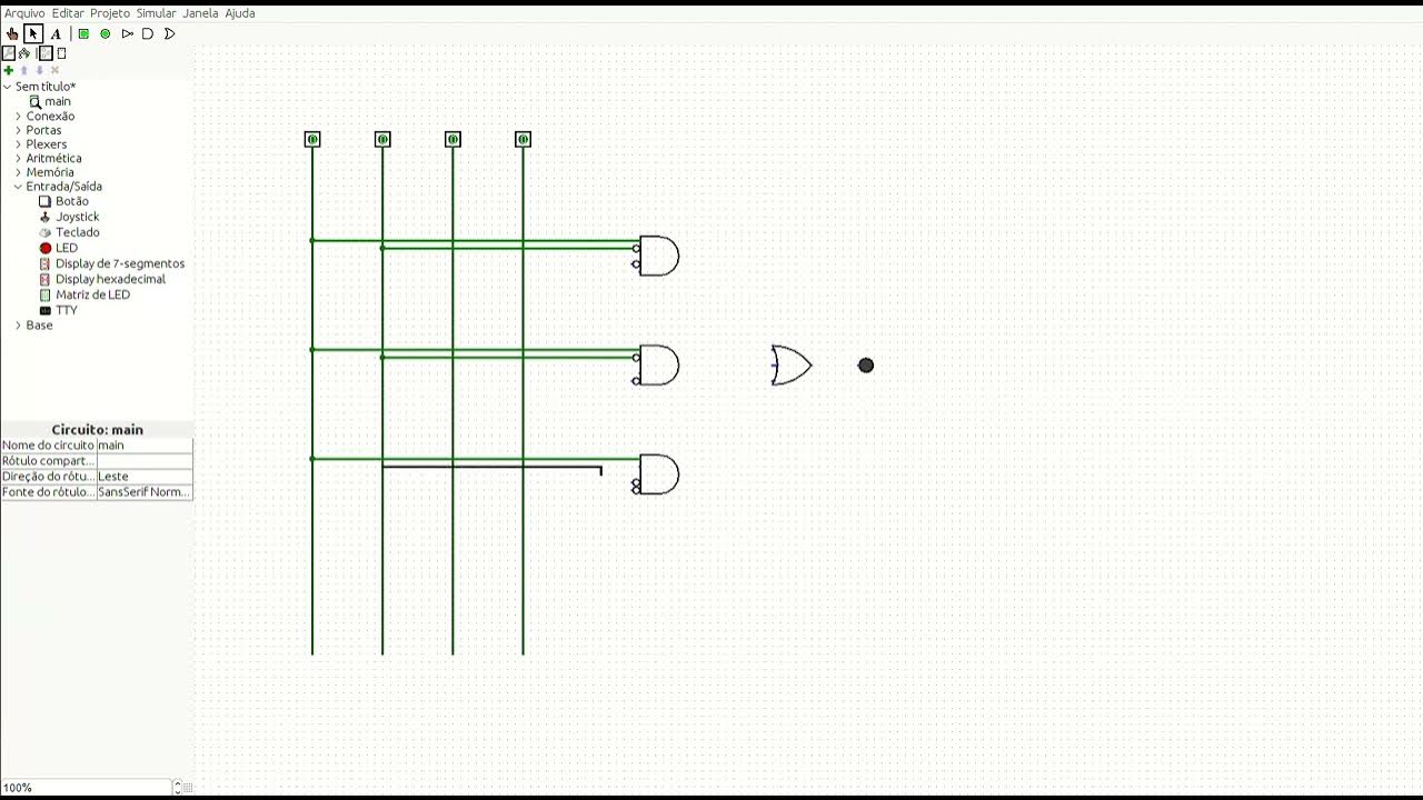 Exercício Logisim Ligar o led acionando um sensor por vez - YouTube