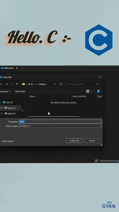 print hello in c language 😍 | 1st program in c.. #coding #trpgyan #programming #clanguage # ...