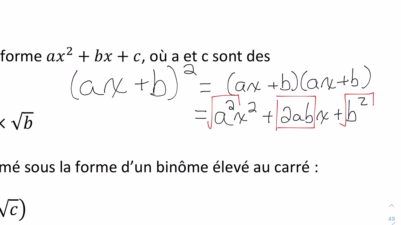 Factorisation trinômes carrés parfaits - YouTube