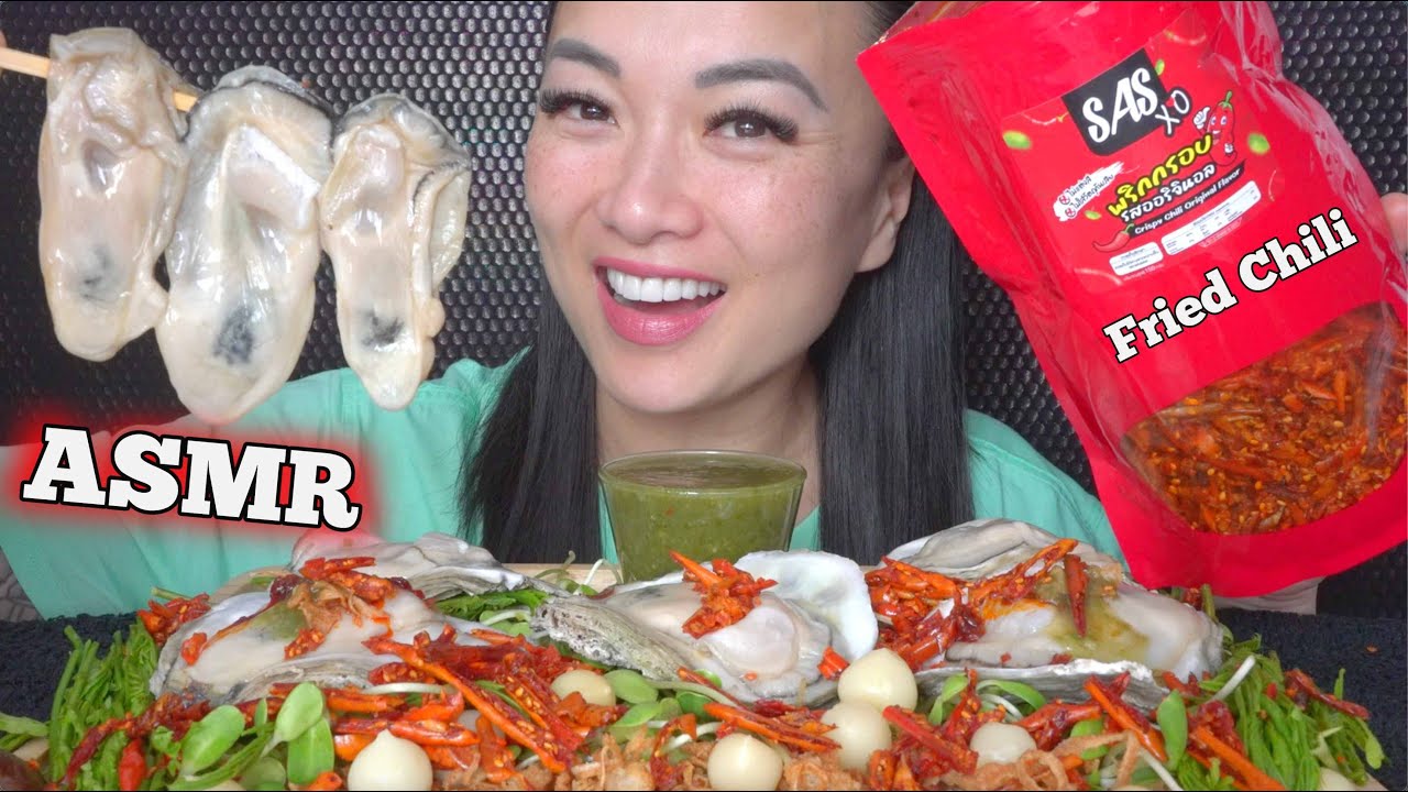 ASMR RAW OYSTER + FRIED CHILI (EATING SOUNDS) LIGHT WHISPERS | SAS-ASMR ...