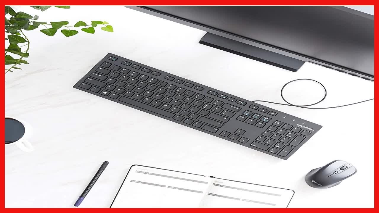 Amazon Basics Low-Profile Wired USB Keyboard with US Layout (QWERTY ...