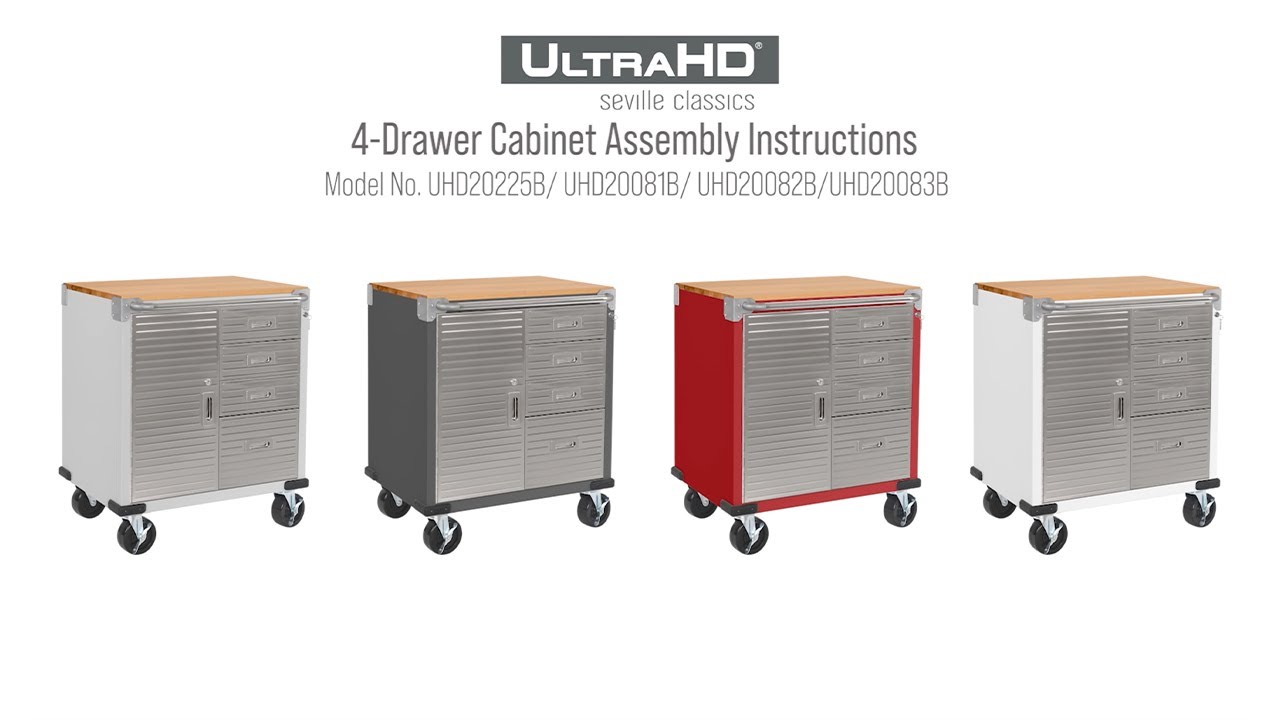 Seville Classics® | UltraHD® 4-Drawer Cabinet Assembly - YouTube