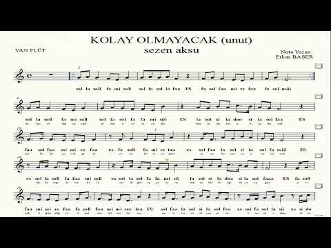 KOLAY OLMAYACAK sezen aksu yan flüt NOTALARI  EŞLİKLİ altyapılı.