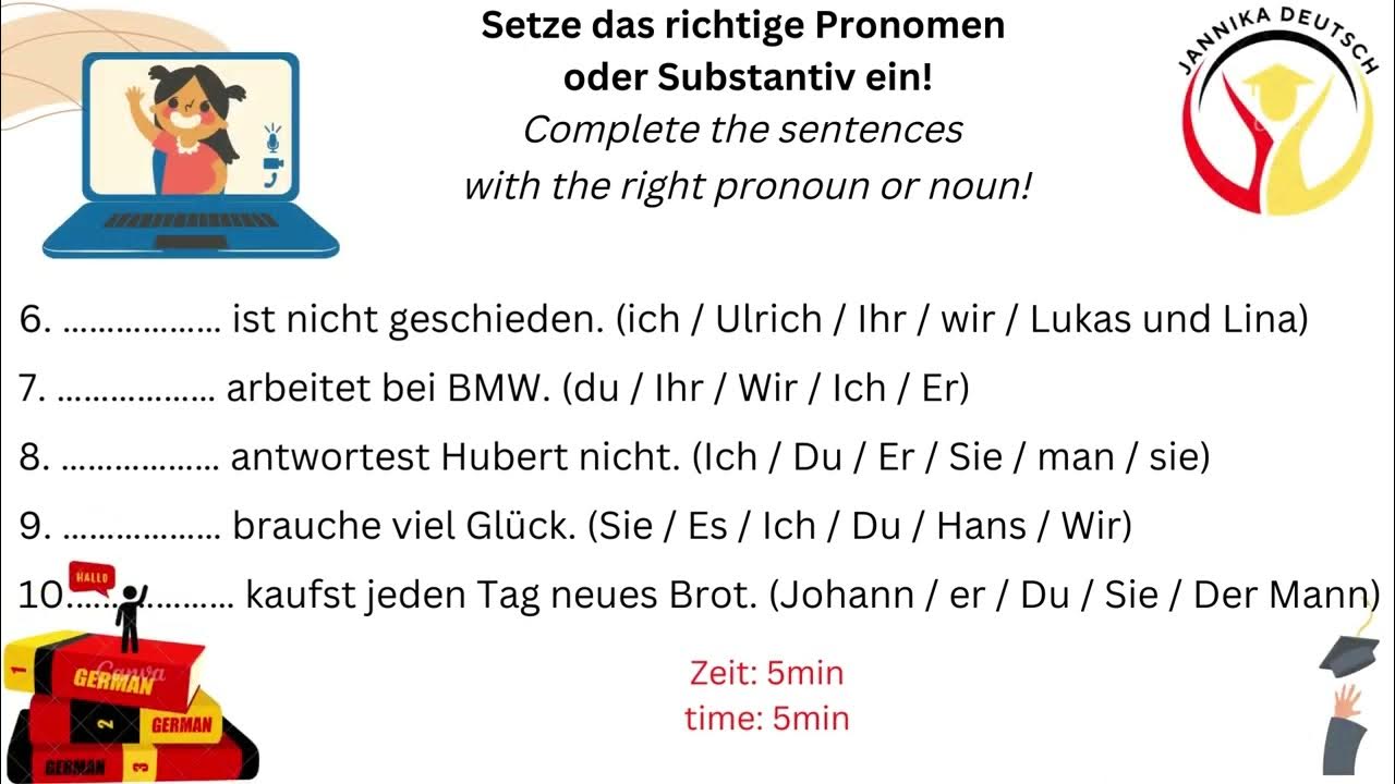 Deutsch A1: Übung Personalpronomen Nominativ (exercise personal ...