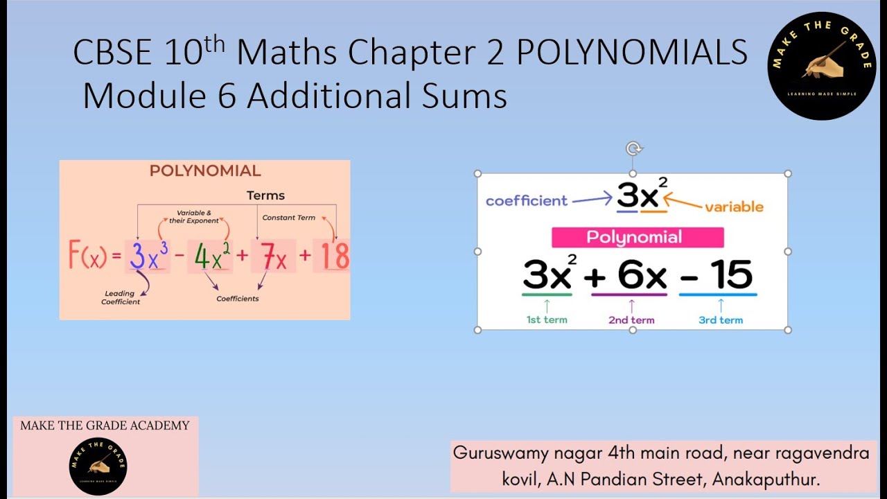 X CBSE | MATHS| CH 2- POLYNOMIALS| Module 6 Additional Sums| Make The ...