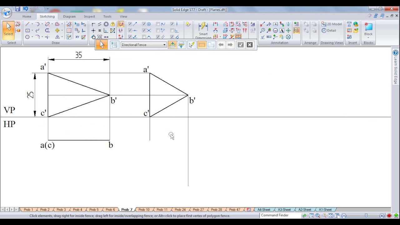 CAED planes vtu problem no.7 (Solid Edge ST7) - YouTube