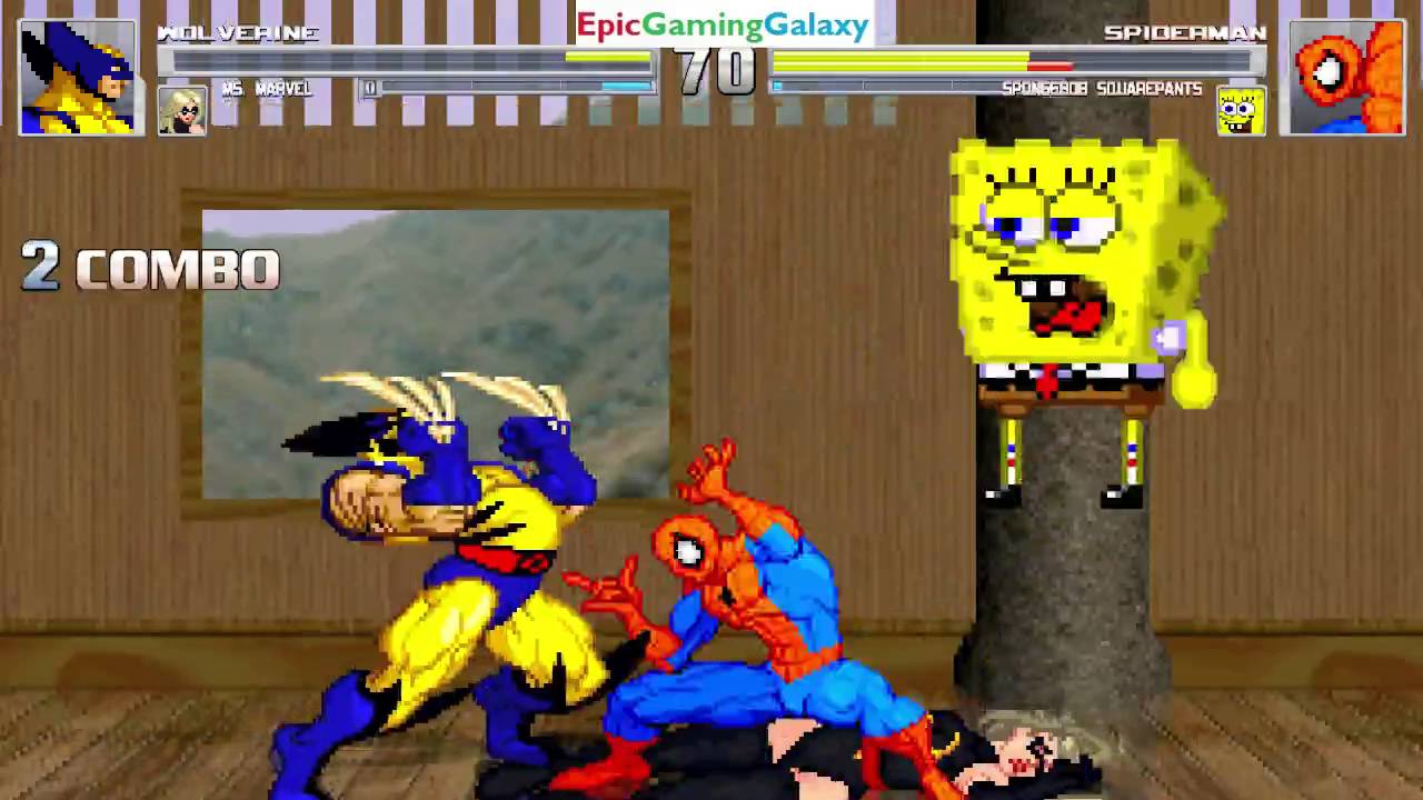 Spider-Man And SpongeBob SquarePants VS Wolverine And Ms. Marvel In A ...
