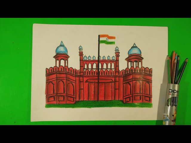 Red Fort Drawing For Kids Essay On Red Fort | Red Fort Essay For
