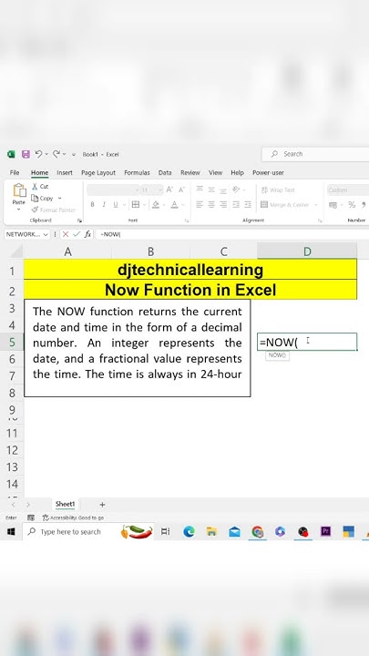 Now Function In Excel Exceltips Excelfansonly Excel Exceltricks Shorts Exceltutorial Data
