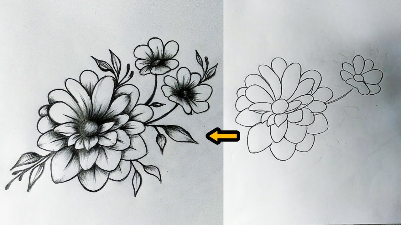 beautiful flower drawing | flower easy draw | step by step - YouTube