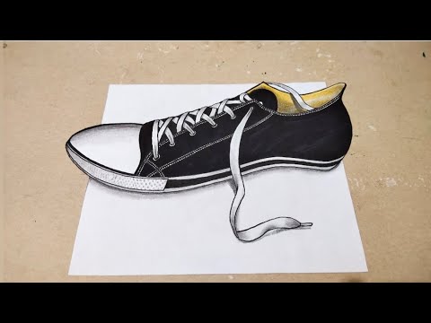 3D Drawing | How to Draw a 3D Shoe Drawing | Easy 3D Drawing - YouTube