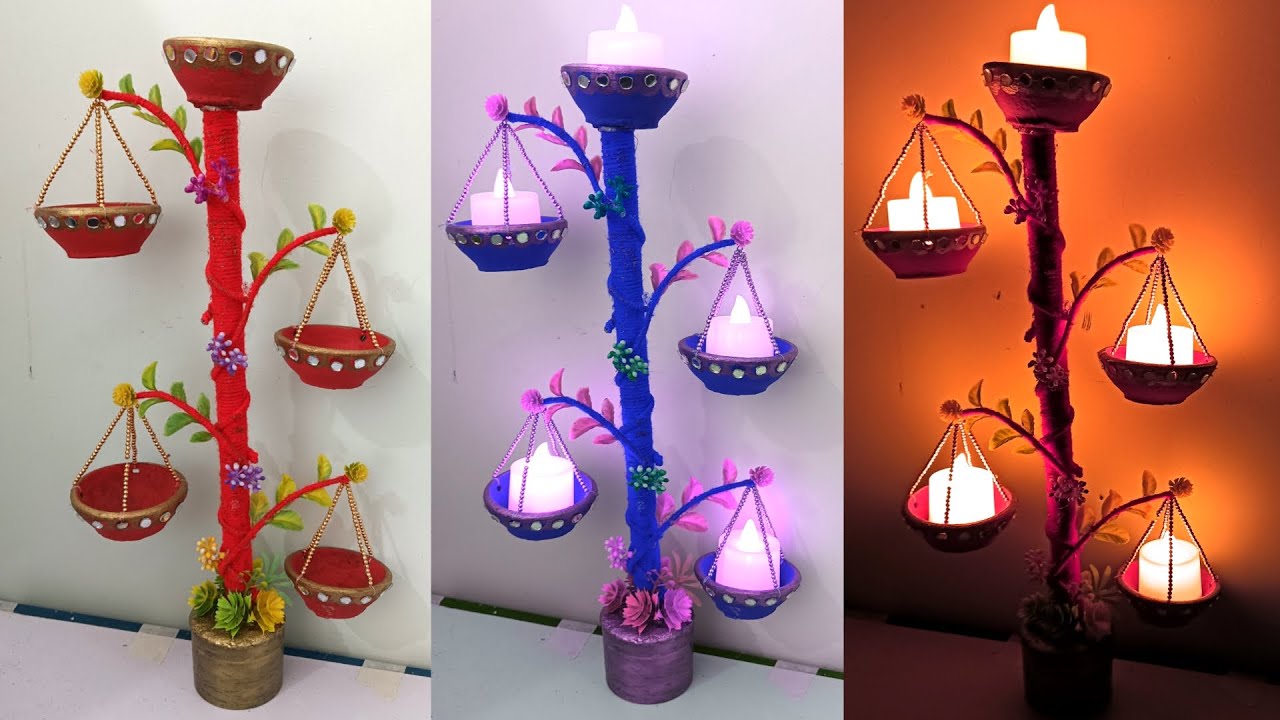 Unique Diwali Special Diya Stand / Diwali Diya Stand Making / Candle ...