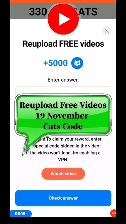 Reupload Free Videos 19 November Cats Code | today cats code reupload free videos | cats video ...