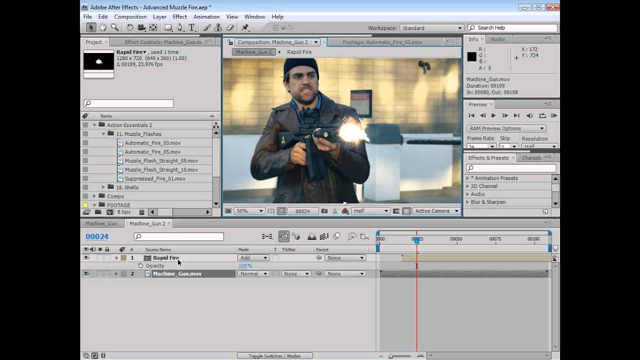 Action Essentials 2 Muzzle fire tutorial from videocopilot.net - YouTube