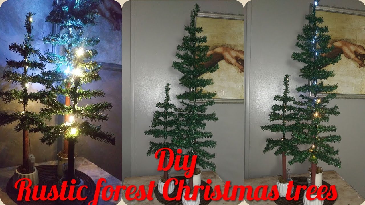 Dollar tree DIY rustic/ wilderness forest Christmas tree set - YouTube