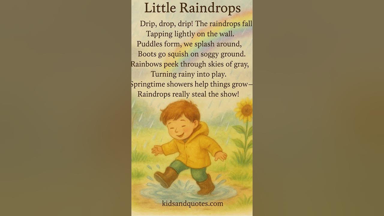 Easy to Memorize Poem | Little Raindrops | kidsandquotes.com - YouTube