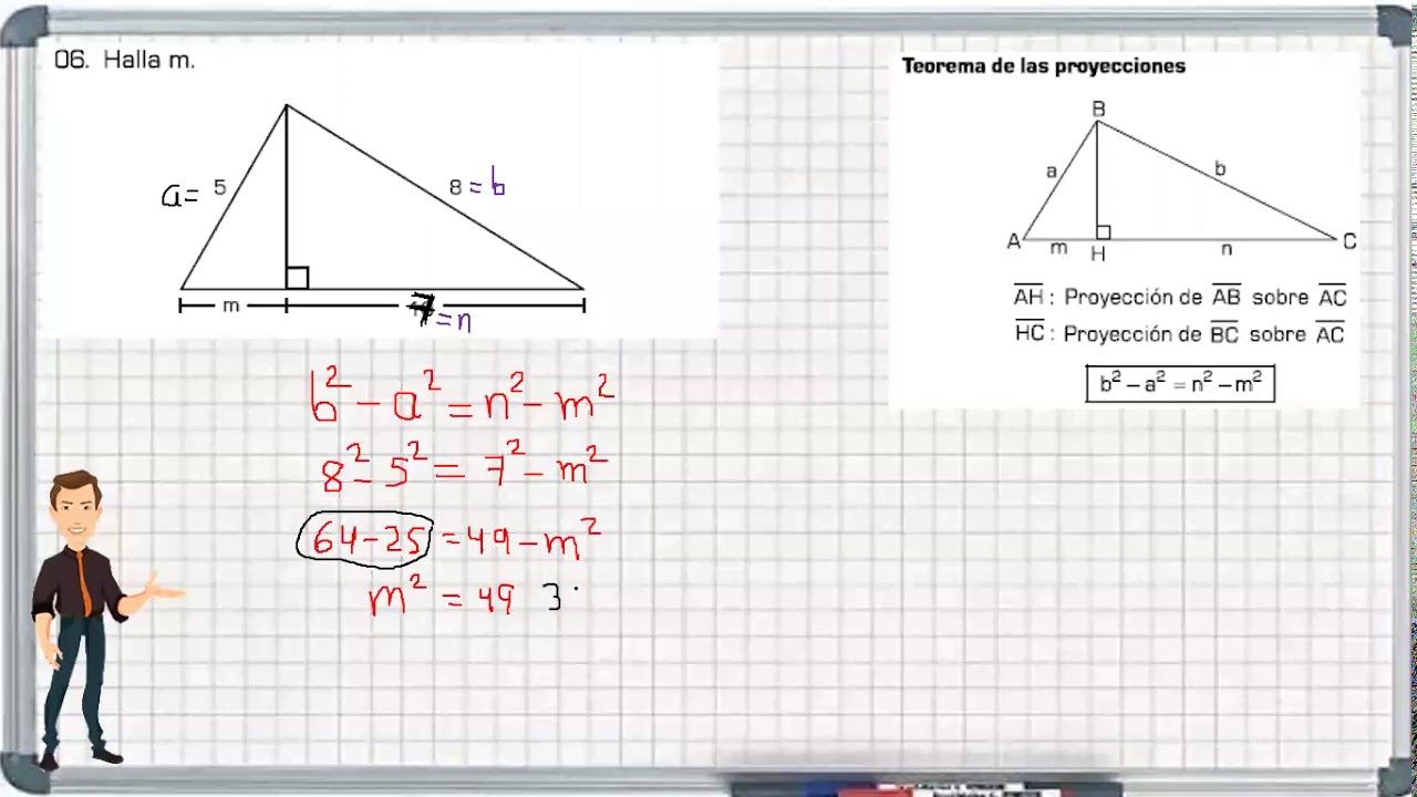 TEOREMA DE PROYECCIONES TRIANGULOS OBLICUANGULOS - YouTube