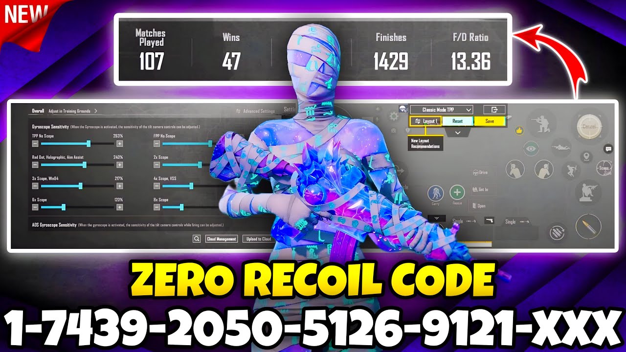BGMI 2024 NO RECOIL/ZERO RECOIL SENSITIVITY CODE | BGMI BEST ...
