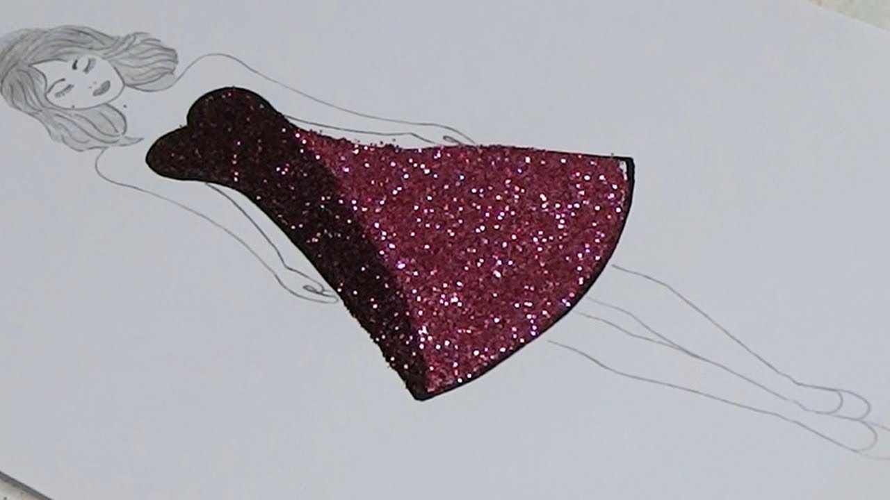 DIY | How to draw a Glitter Dress | Satisfying Fashion Design ...