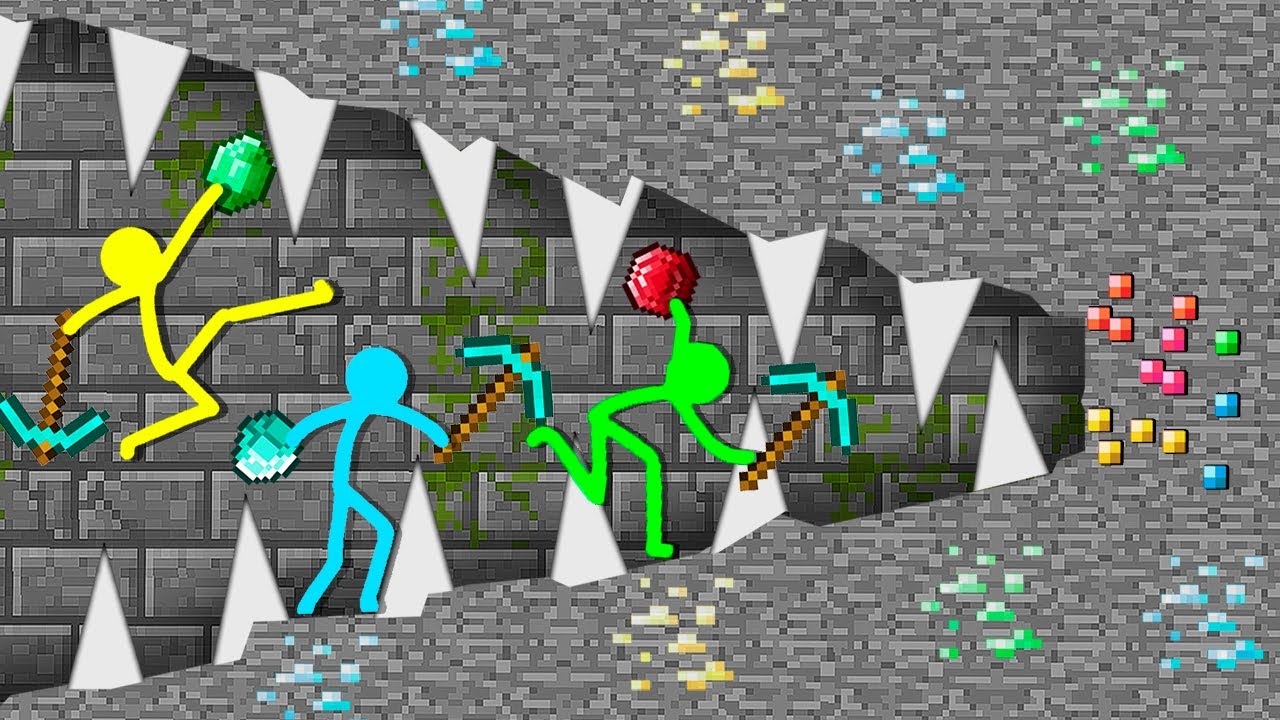 Stickman vs Minecraft RAINBOW MINECRAFT TREASURES Stickman Survival ...