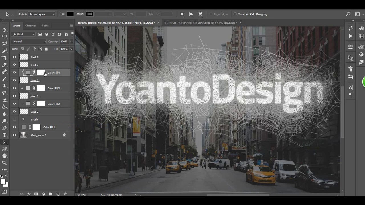 Tutorial Spider Text Effect Photoshop Action - YouTube