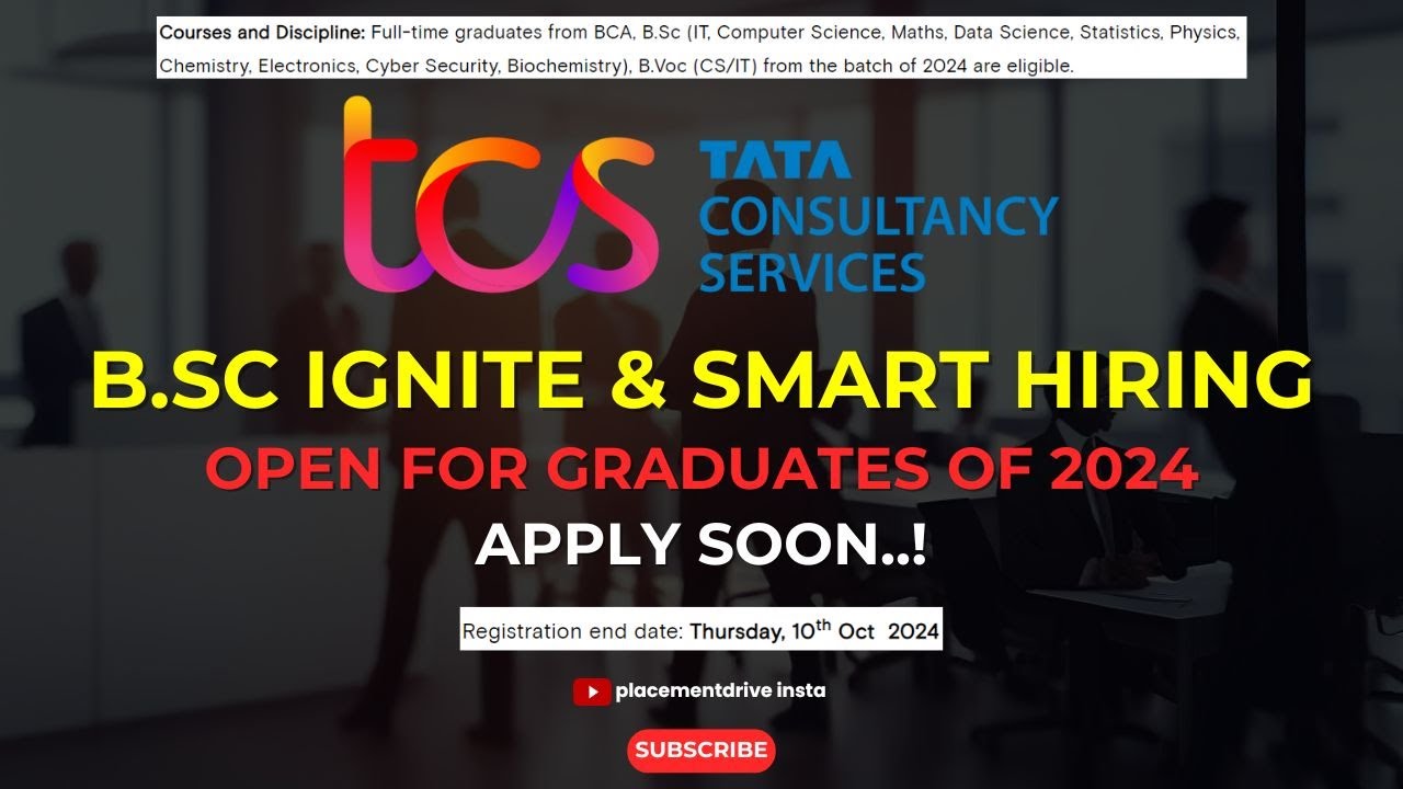 TCS B.Sc Ignite 2024 – Registration, Test Dates & Eligibility - YouTube