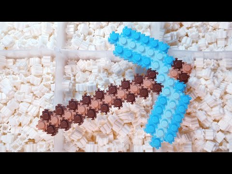 6 years old building Diamond Pickaxe from Minecraft with PixBrix # ...