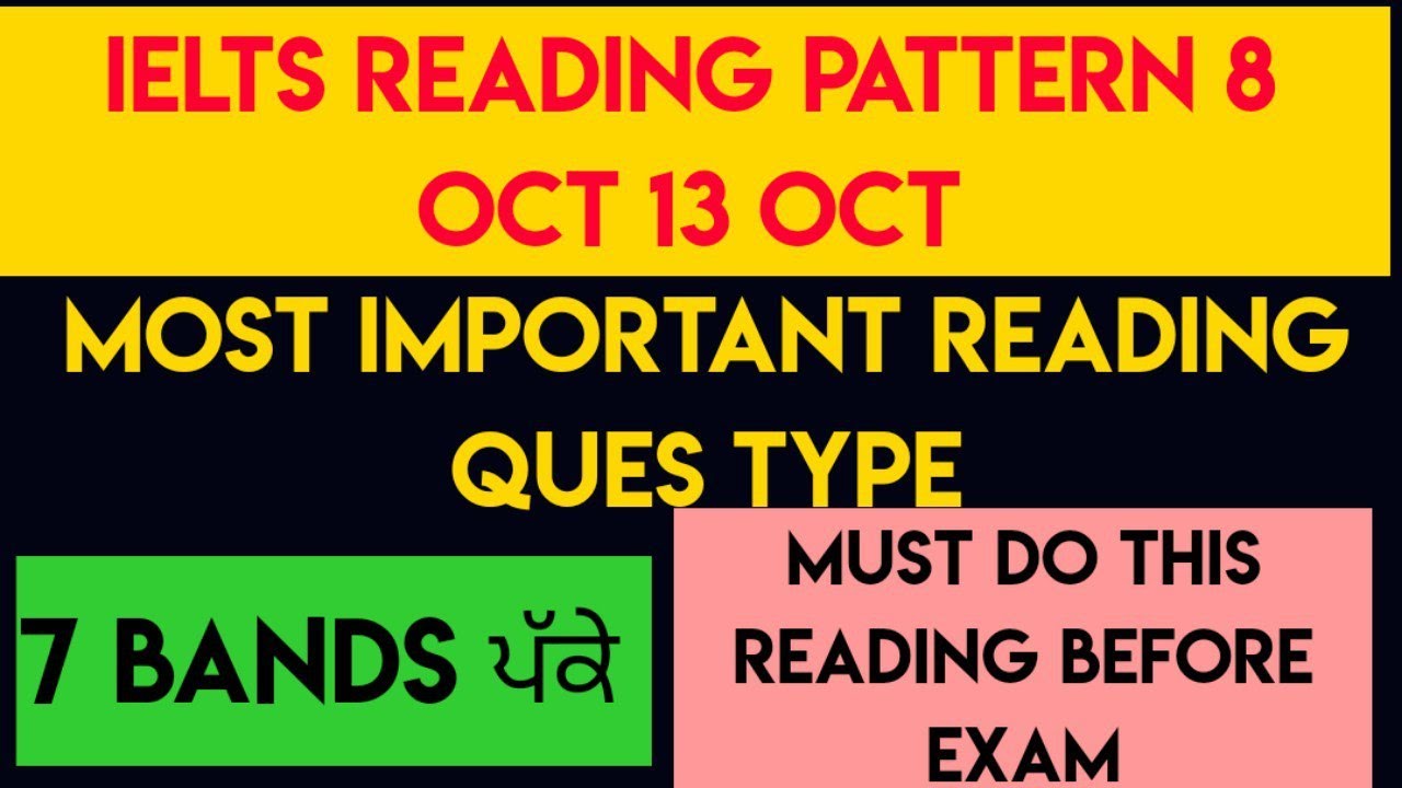 8 0CT 13 OCT IELTS READING PATTERN | Do This Reading Passage Before ...