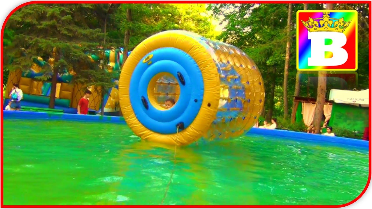 Giant WATER ROLLER in a pool POOL ROLLER Fun activities for Kids and ...