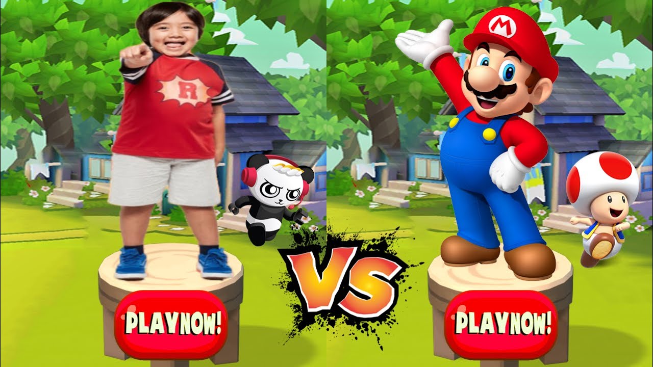 Tag with Ryan vs Super MArio Run - Kaji Ryan vs Super Mario- All ...